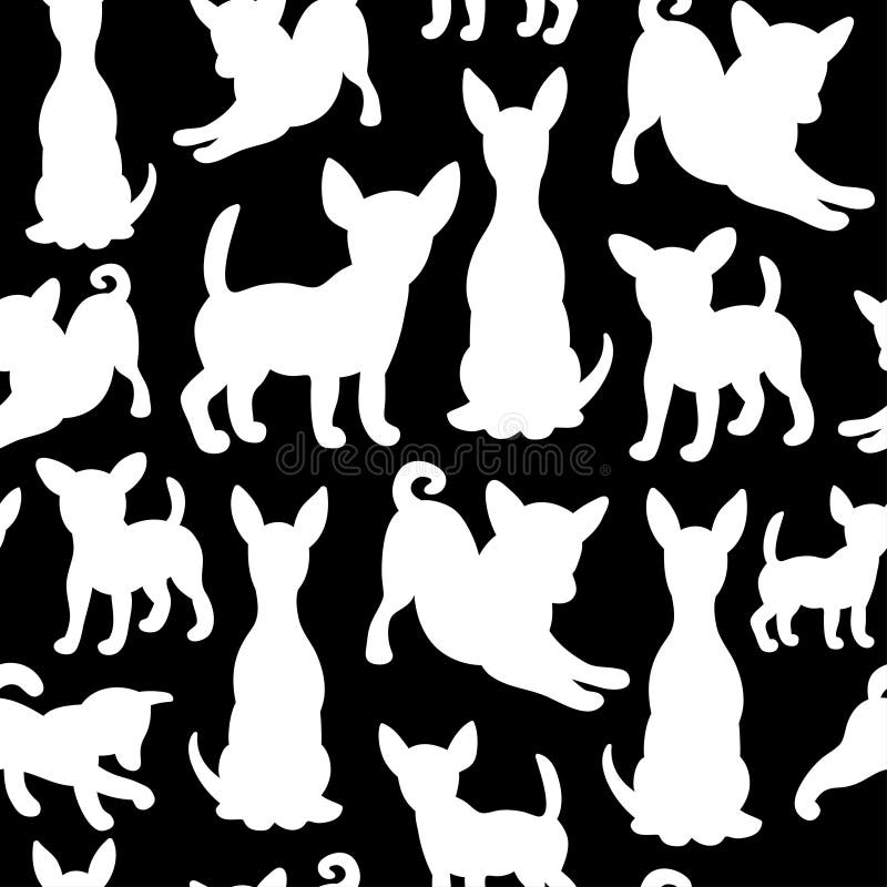 Seamless Pattern with Dog Silhouettes. Stock Vector - Illustration of ...