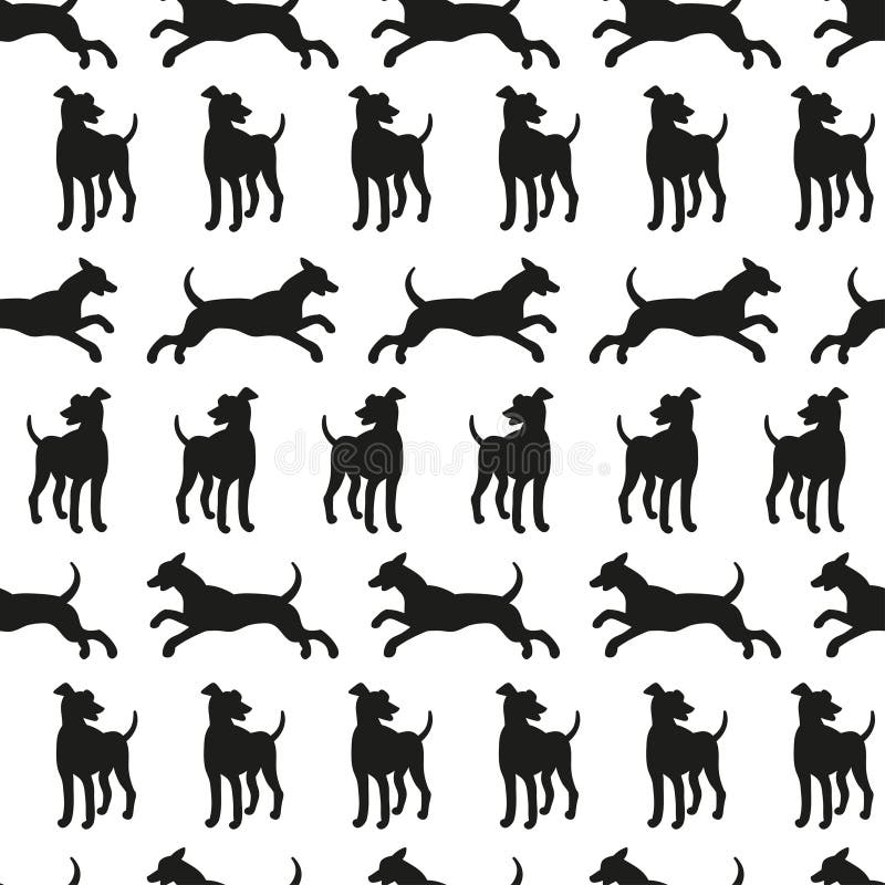 Seamless Pattern with Dog Silhouettes. Stock Vector - Illustration of ...