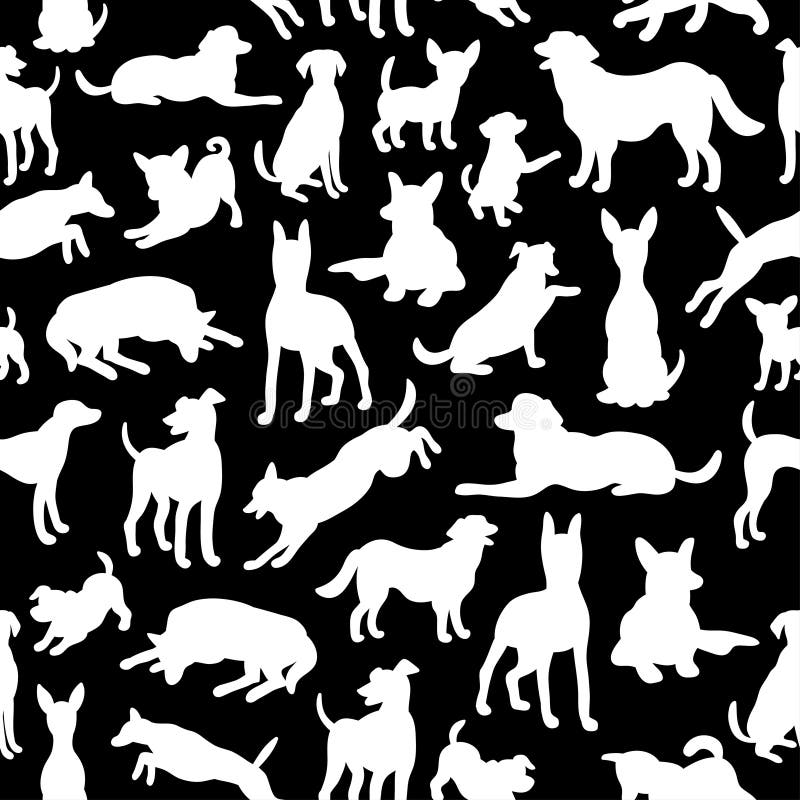 Seamless Pattern with Dog Silhouettes. Stock Vector - Illustration of ...