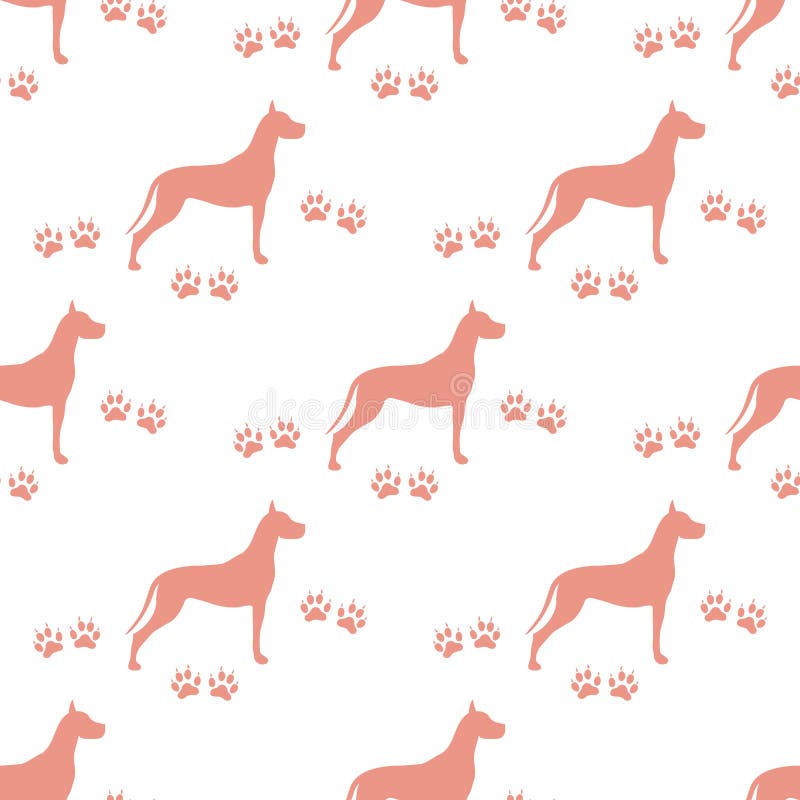 Seamless Pattern with Dog and Dog Tracks. Stock Vector - Illustration ...