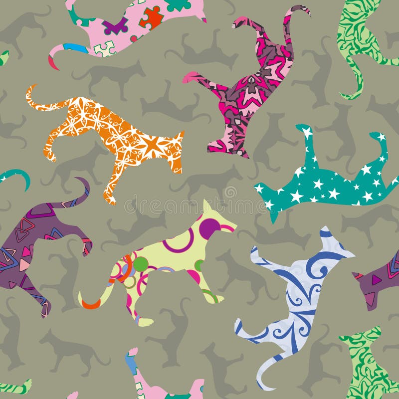 Seamless pattern with dogs stock vector. Illustration of fabric - 21823255