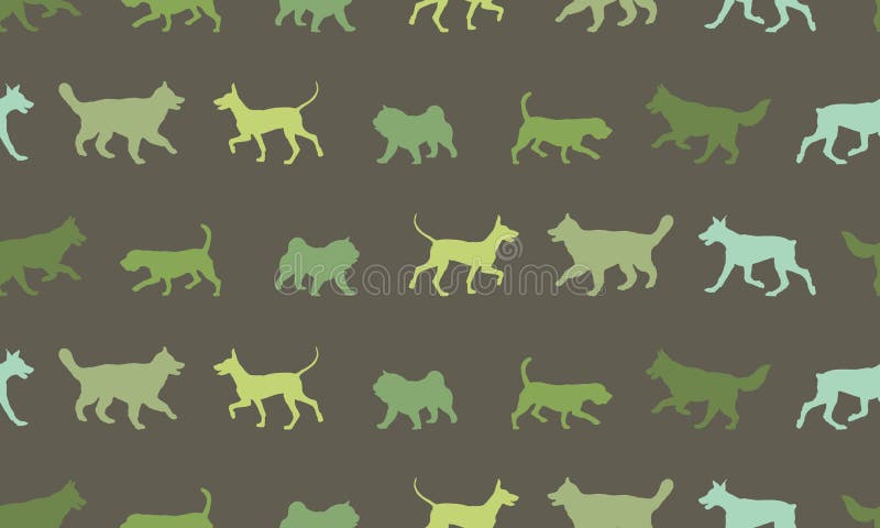Seamless Pattern. Dogs Different Breeds in Various Poses. Endless ...