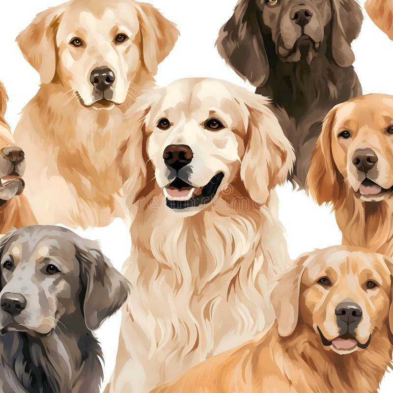 Seamless Pattern with Dogs of Different Breeds. Vector Illustration ...