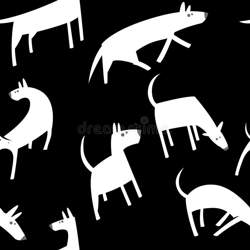 Seamless Pattern with Dogs. Simple Vector Style Animals. Background ...