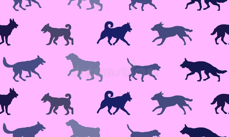 Seamless Pattern. Dogs Various Breeds in Different Poses. Endless ...