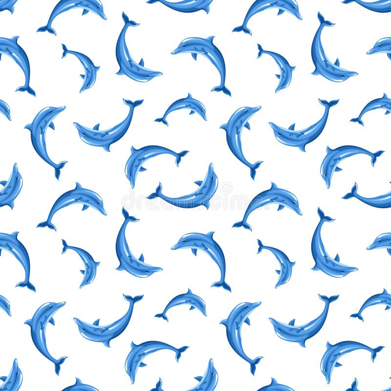 Seamless Pattern with Dolphins. Vector Illustration. Stock Vector - Illustration of nature ...