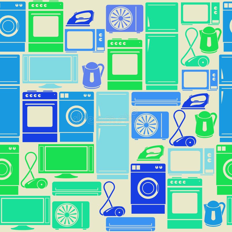 Seamless Pattern with Domestic Appliances Stock Vector - Illustration ...