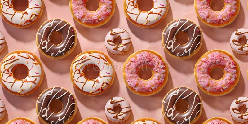 Seamless Pattern of Donuts Background, Background with Seamless Pattern of Donuts - Ai Generated ...