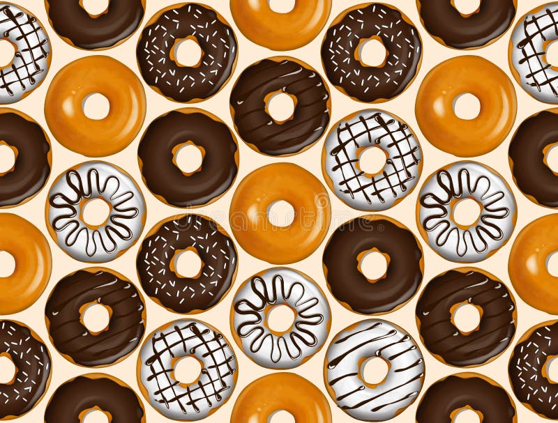 Seamless Pattern of Donuts. Donut Pattern Vector. Stock Vector ...