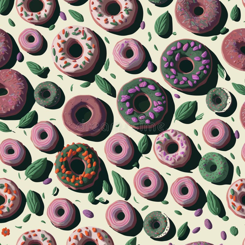 Seamless Pattern with Donuts and Seeds. Vector Illustration Stock ...