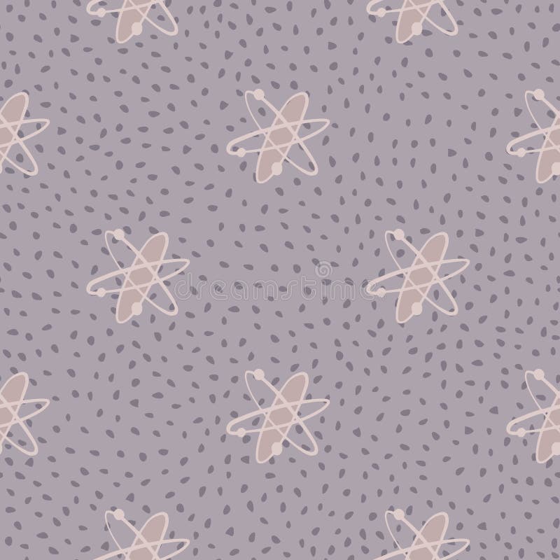 Seamless Pattern with Doodle Chemistry Atom Silouettes. Pastel Purple ...