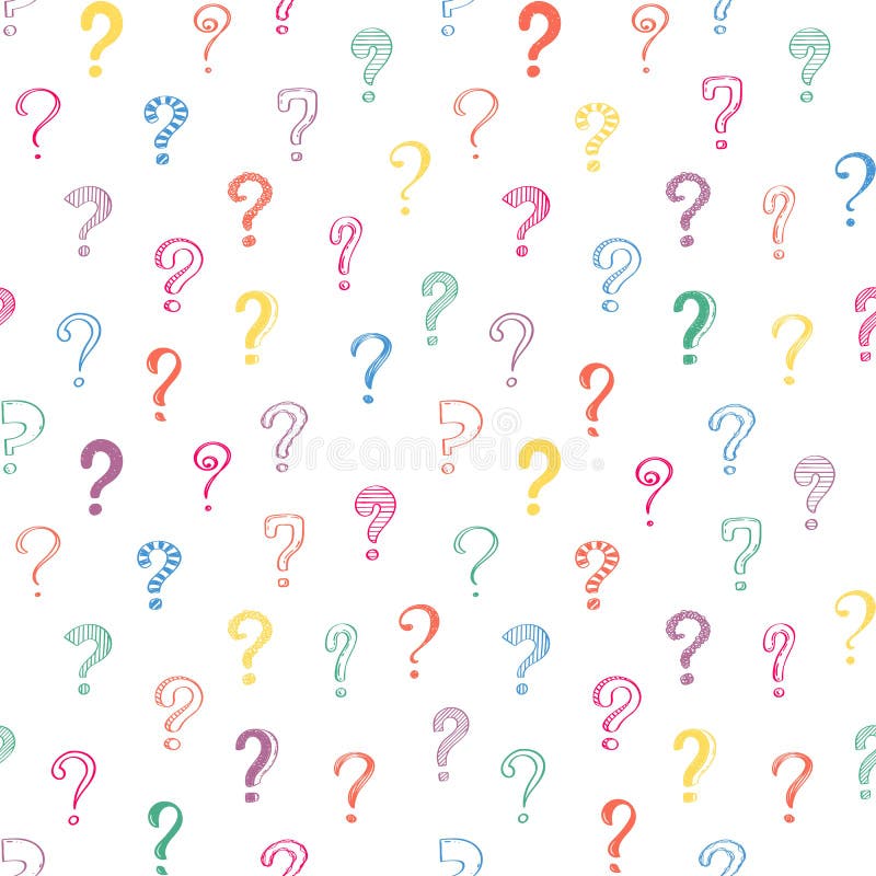 Seamless Pattern of Doodle Colorful Hand Drawn Question Marks Stock ...