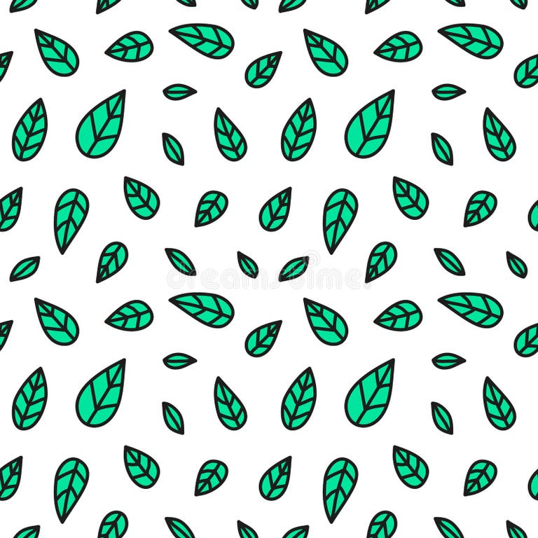 Seamless Pattern with Doodle Leaves. Stock Vector - Illustration of ...