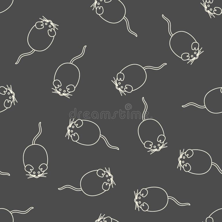 Seamless Pattern with Doodle Random Cartoon Mice Stock Vector ...