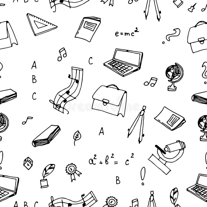 Seamless Back To School Pattern. High School and College Subjects ...