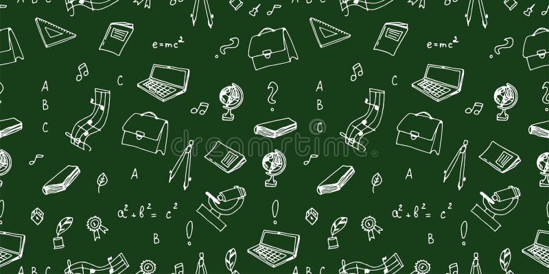 Seamless Pattern of Doodle School Badges.School Education. Let S Go ...