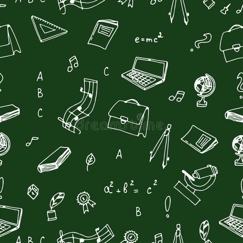 Seamless Pattern of Doodle School Badges.School Education. Let S Go ...