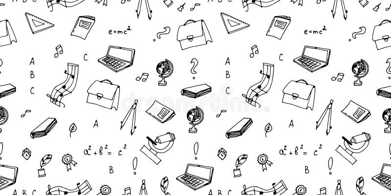 Seamless Back To School Pattern. High School and College Subjects ...