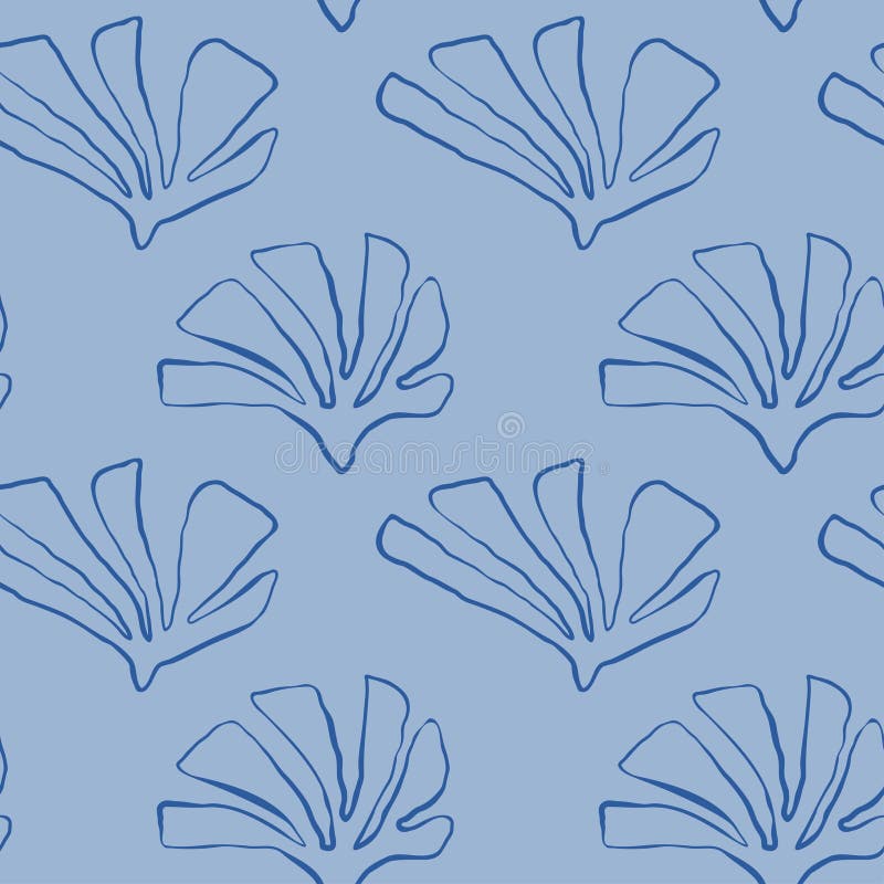 Seamless Hand Drawn Seaweed Pattern Ocean Doodle Marine Fabric Design ...