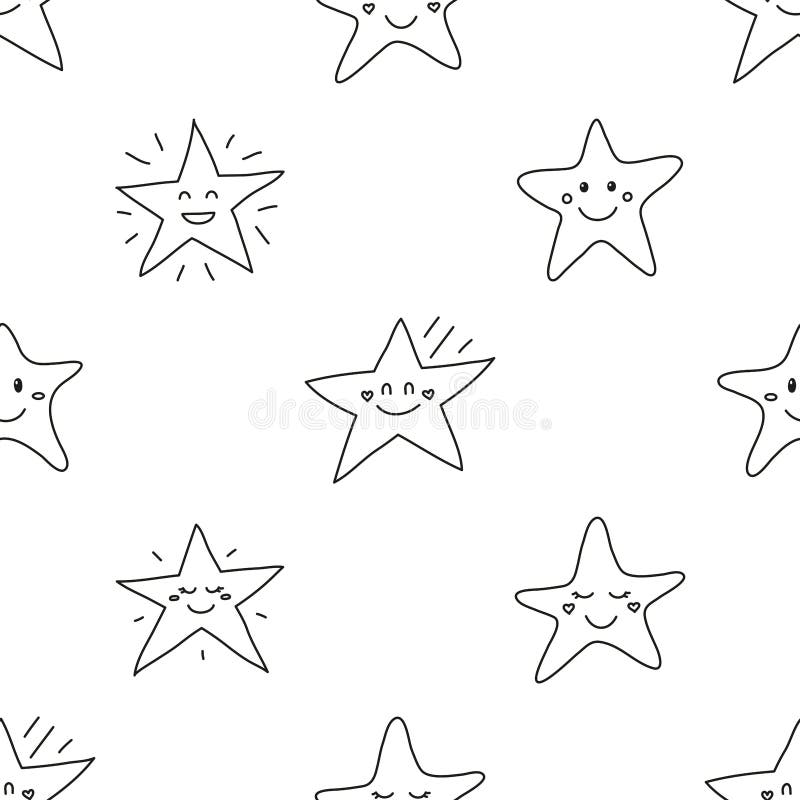 Seamless Pattern with Doodle Stars. Stock Vector - Illustration of ...