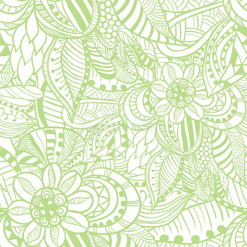 Seamless Pattern in Doodle Style in Light Green Color. Stock Vector ...