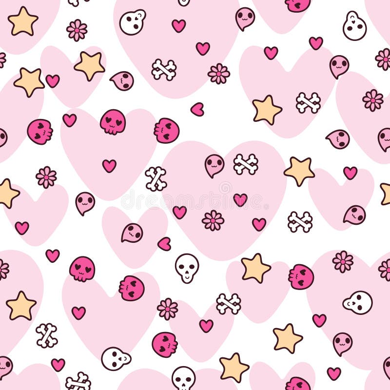 Seamless Pattern with Doodle. Vector Kawaii Stock Vector - Illustration ...