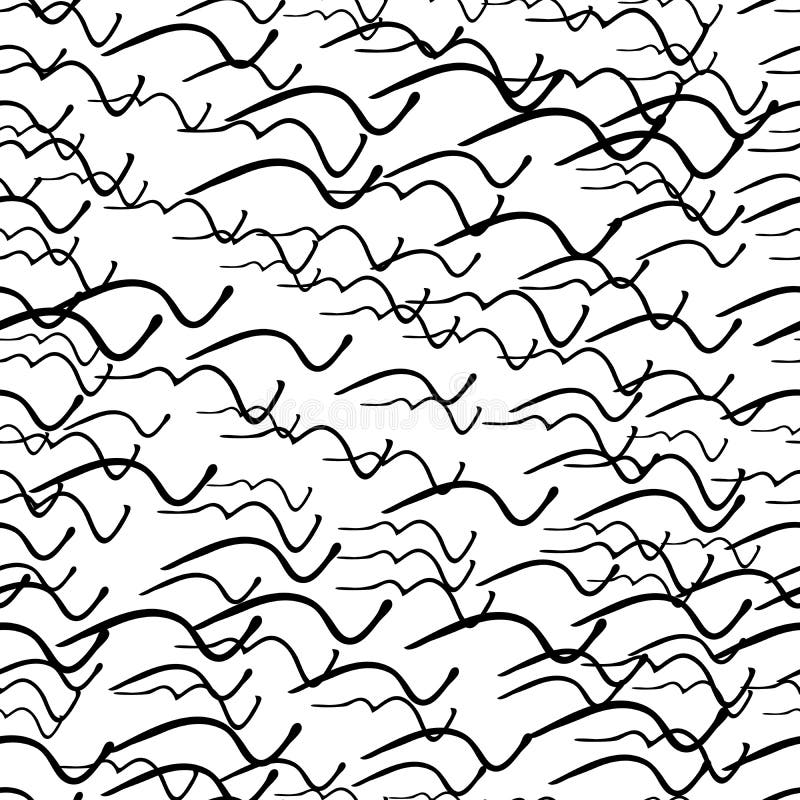 Doodle Wavy Repeating Pattern. Blue Waves Vector Tropical Background ...