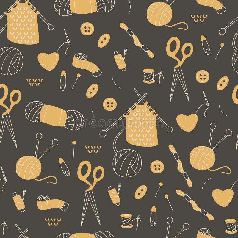 Seamless Pattern with Doodles Handmade Elements. Stock Vector ...