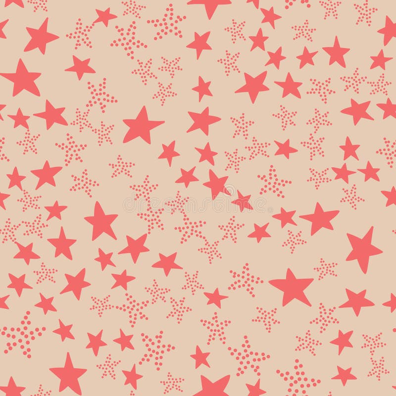 Seamless Pattern, Dot Star Starfall, Gentle Pink Stock Illustration ...