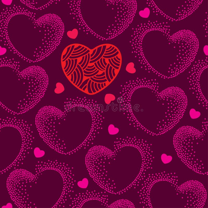Seamless Pattern with Dotted Hearts on a Dark Background Stock Vector ...