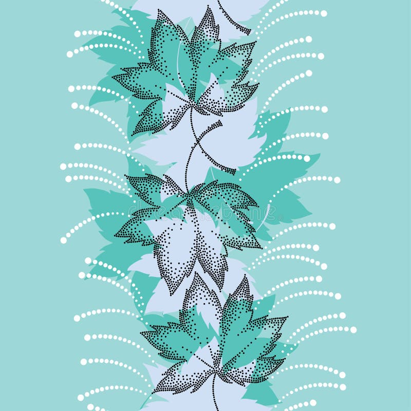 Seamless Pattern with Dotted Leaves in Black Stock Vector ...