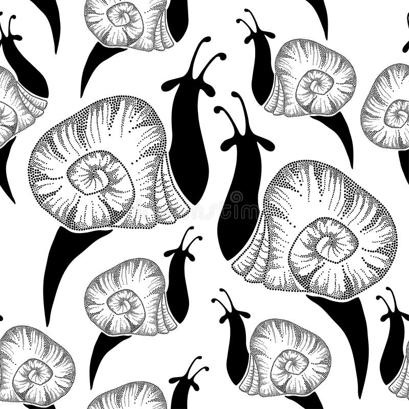 Seamless Pattern with Dotted Snails in Black Stock Vector ...