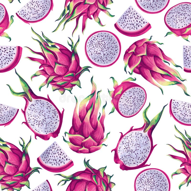 Seamless Pattern with Dragon Fruits Stock Vector - Illustration of card ...