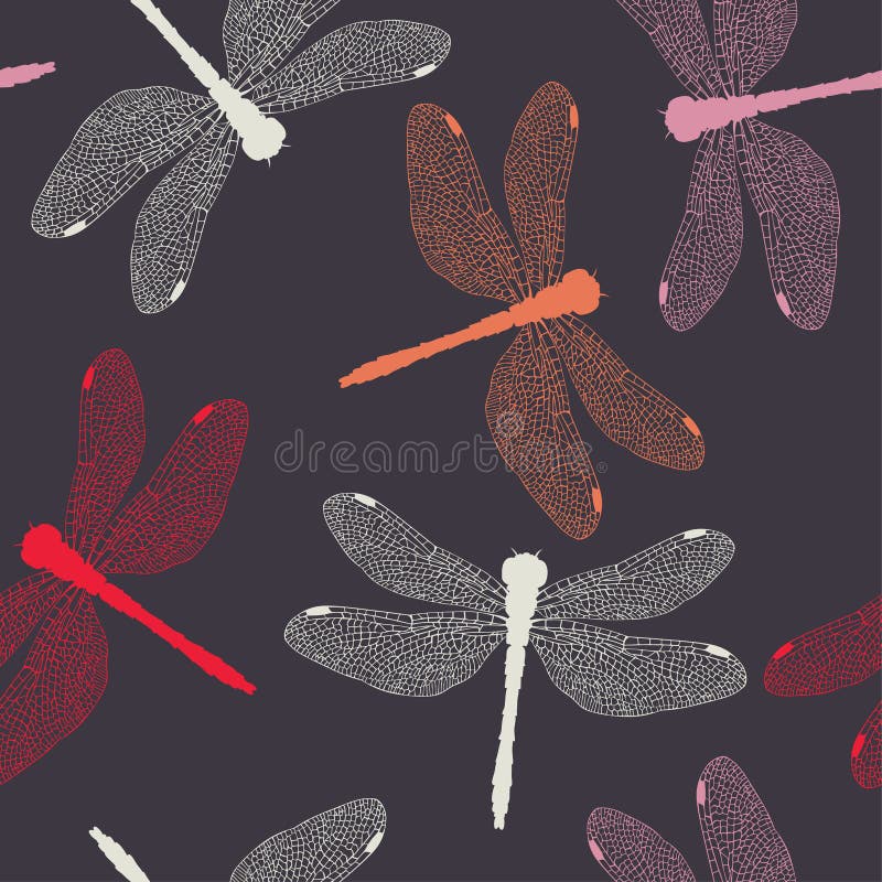 Seamless Pattern with Dragonflies Stock Vector - Illustration of insect ...