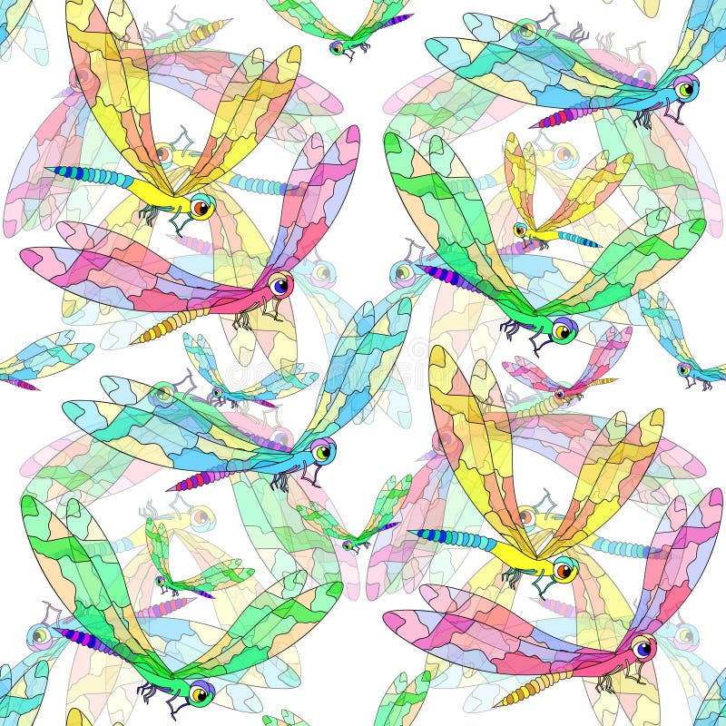 Seamless Pattern a Dragonfly Flies. Vector Illustration Stock Vector ...