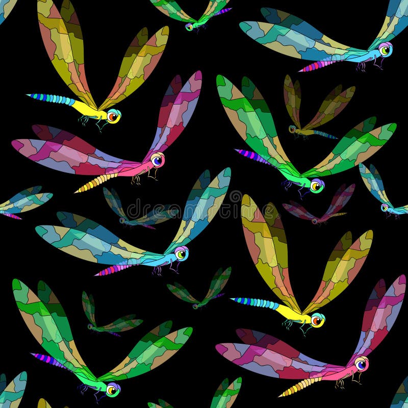 Seamless Pattern a Dragonfly Flies. Vector Illustration Stock Vector ...