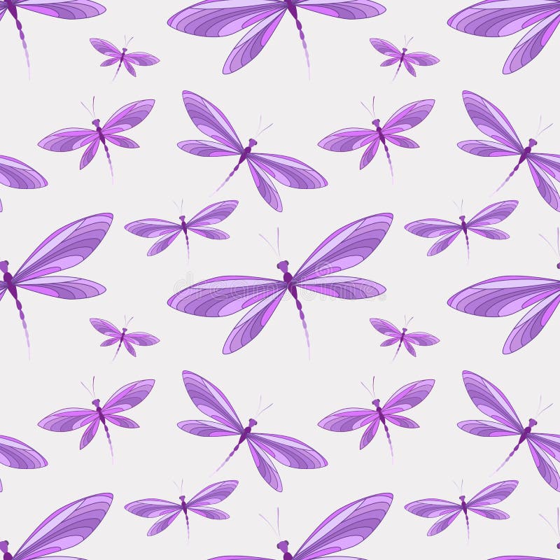 Seamless Pattern of Dragonfly Stock Vector - Illustration of colorful ...