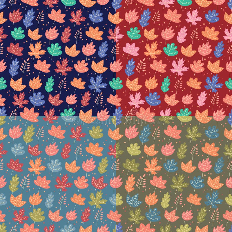 Seamless Pattern. Drawn Autumn Colored Leaves Stock Vector ...
