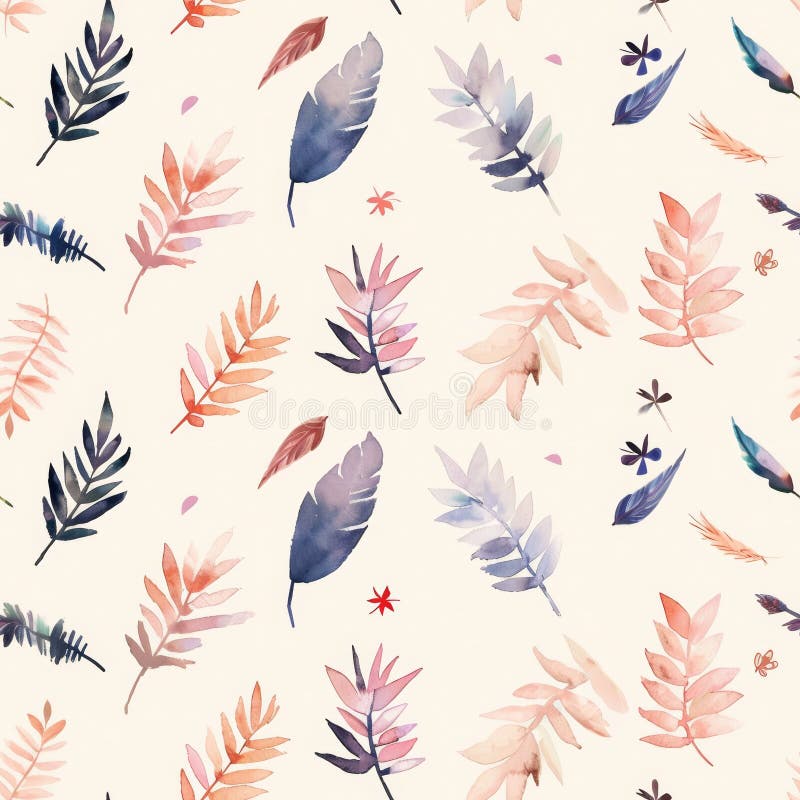 Seamless Pattern of a Drawn Leaves. Nice Pattern with Light Background ...
