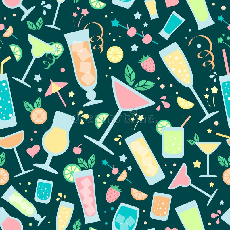 Seamless Pattern with Drinks Different Types Stock Vector ...