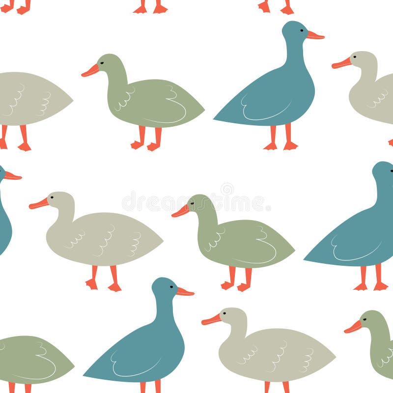 Seamless Pattern with Ducks. Cute Cartoon Characters Stock Vector ...