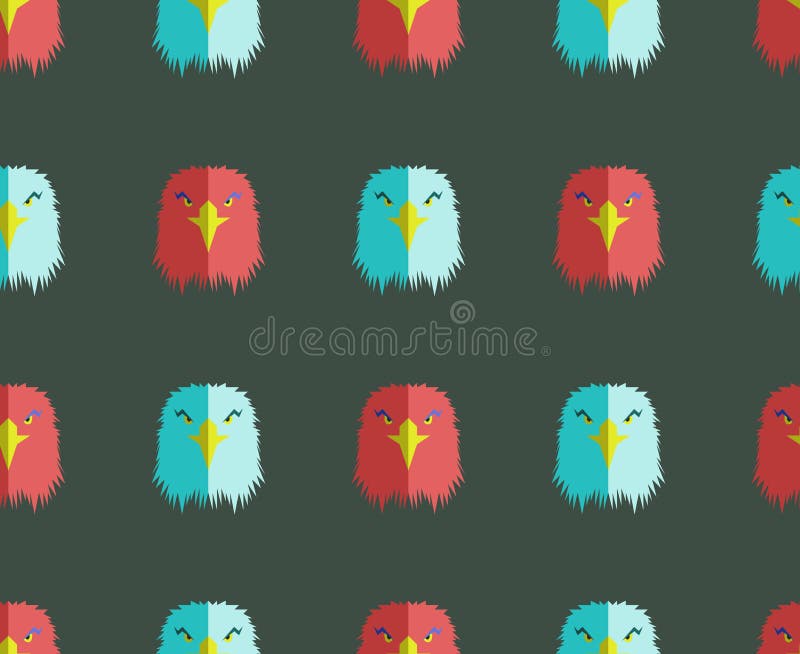 Seamless Pattern with Eagle Head Stock Vector - Illustration of face ...