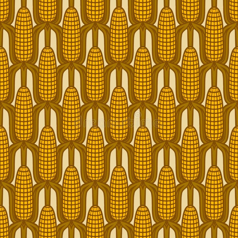 Seamless Pattern with Ears of Corn Stock Vector - Illustration of farm ...