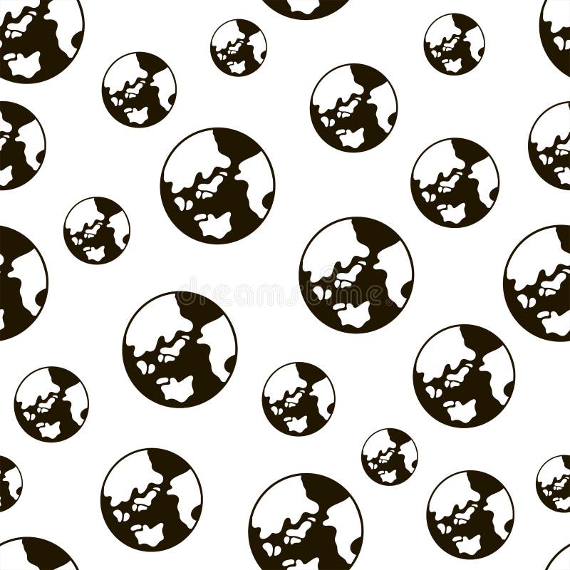 Seamless Pattern with Earth. Black and White Stock Vector ...