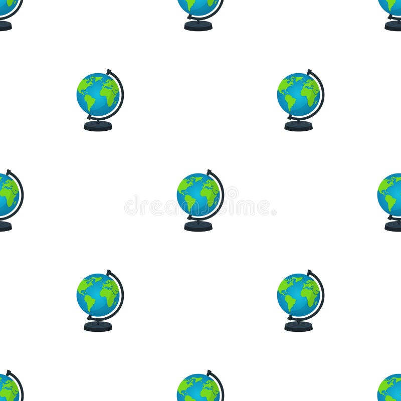 Seamless Pattern with Earth Globe with Stand Isolated on White ...