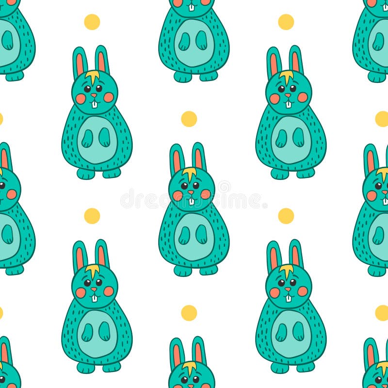 Seamless Pattern with Easter Bunny Stock Illustration - Illustration of ...