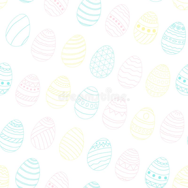 Seamless Pattern of Easter Eggs Blue, Pink, Yellow. White Background ...