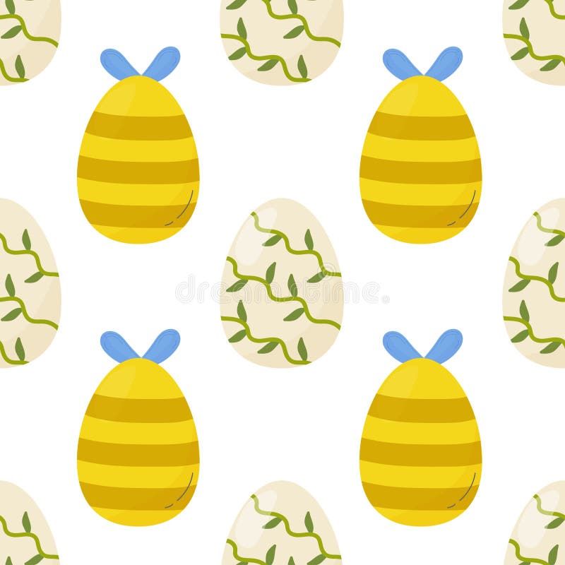 Seamless Pattern Easter Eggs with Different Textures. Vector ...