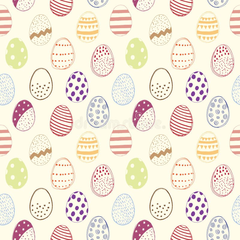 Seamless Pattern with Easter Eggs Doodles Stock Vector - Illustration of creative, hand: 110063141