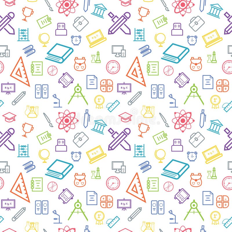Seamless Pattern of Education Student Study at School Stock Vector ...